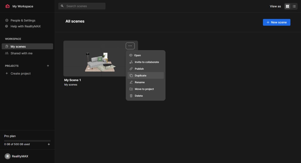 How to duplicate a scene